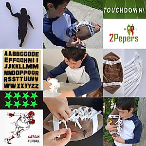 2Pepers Make Your Own American Football Pillow, Football Gifts for Boys and Girls Ages 3 4 5 6 7 8 9 10 Years and Up, DIY Arts and Crafts Kit for Kids, Sports Football Present, Boys Toys