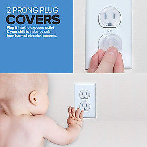 Stock Your Home Baby Proofing Kit (53 Pieces) - Ecofriendly & Non Toxic Baby Proof Set - 14 Corner Guards, 14 2-Prong Plug Covers, 8 Cabinet Locks, 8 Latches, 5 Stove Knob Covers, & 4 Door Knob Covers