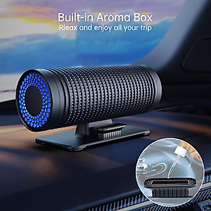 QUEENTY Car Air Purifier, Small Air Purifier for Car Bedroom Pet, HEPA Mini Air Purifier with 3 Stages Air Purification, Dual Fan, Desktop Air Purifier for Removing Dust Pet Dander (Black)