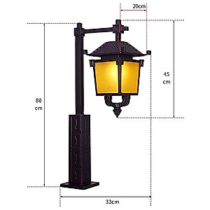 ZZYJYALG Coffee Gold Yellow Glass Lampshade E27 Antique Street Lamp IP55 Waterproof Garden Pole Post Lantern Light Landscape Home Patio Path Lighting Pillar Floor Lamp