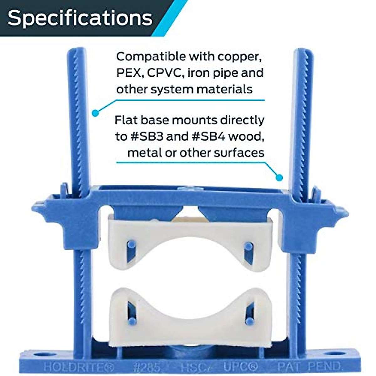 HoldRite 1 Inch - 2 Inch CTS/IPS Variable Isolation Clamp, PEX, PE-RT, Copper, CPVC, 285-H