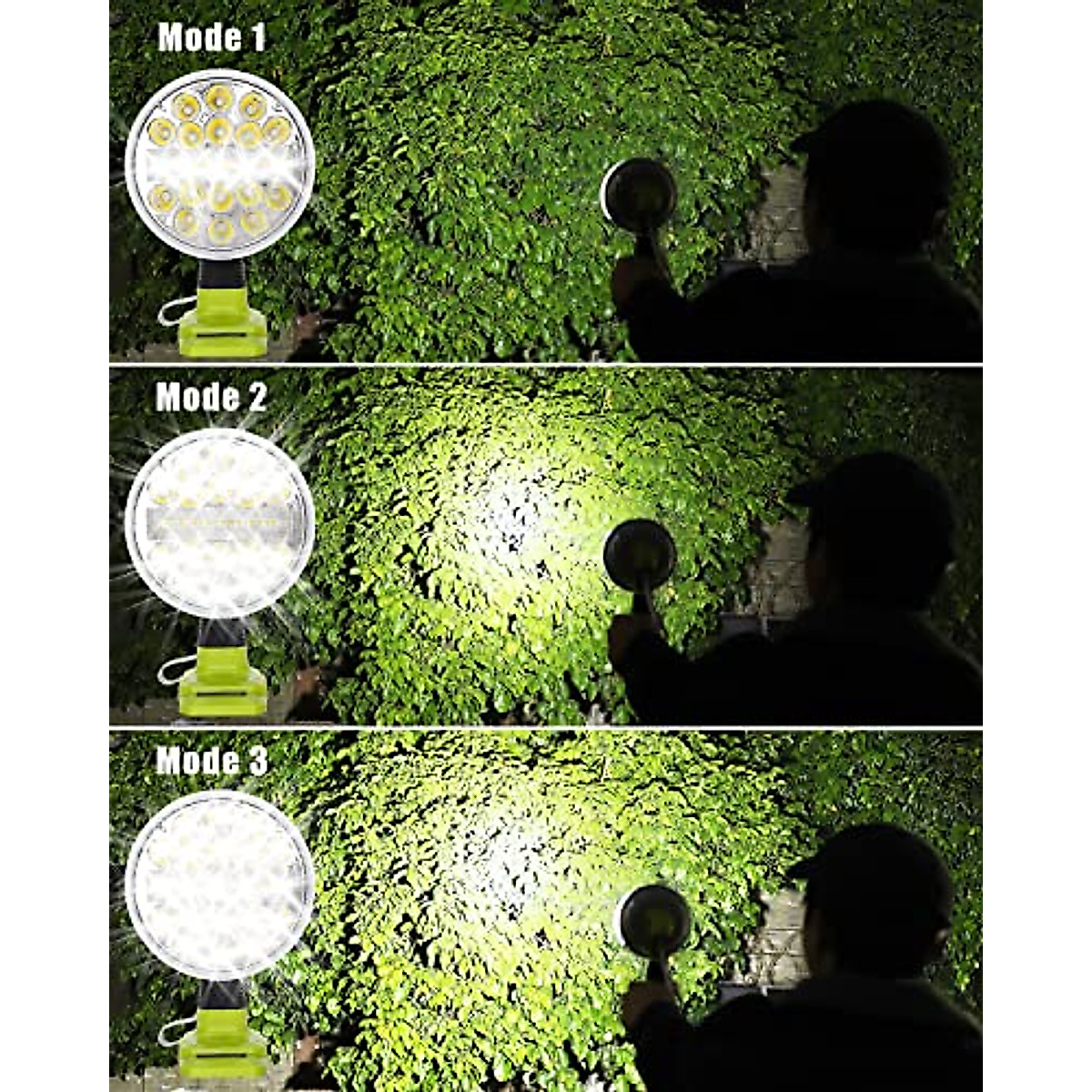 Hipoke 18V Light for RYOBI 18V ONE+ Li-ion Ni-Cad Ni-Mh Battery, 30W 2000 Lumen LED Work Light with USB Port, Zinc Alloy Flashlight for Camping, Hiking, Garage, Cordless Tools