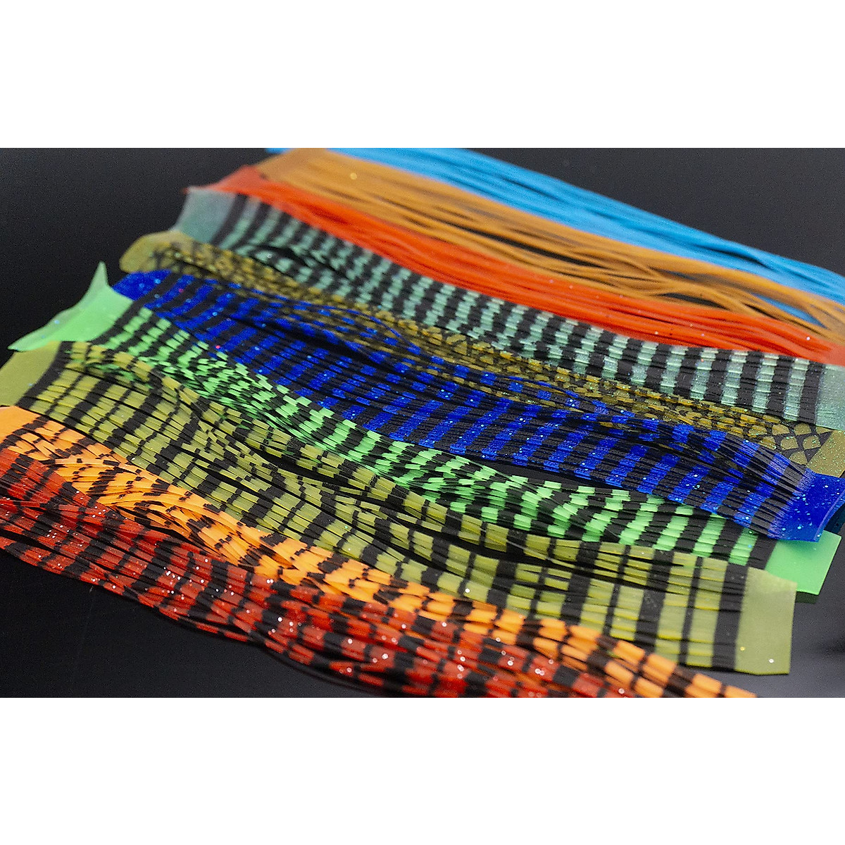 20Pc 10Colours Fishing Jig Lures Mixed Colors DIY Silicone Whole Sheet Skirts for Jig Lures Regular Skirt Colours with Fly Tying Material Free Rubber Band CMB1#