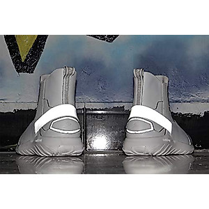 Soulsfeng High Top Sneakers Reflective Shoes Leather Splicing Lightweight Non Slip Walking Shoes White Women Size 9.5 Men Size 8