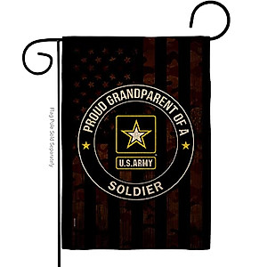 US MILITARY Proud Grandparent Army Burlap Garden Flag-Armed Forces Rangers United State American Military Veteran Retire Official House Decoration Banner Small Yard Gift Double-Sided, Made in USA