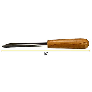 EISCO Spatula Scoop & Wooden Handle, 10" - Stainless Steel, Polished - Semi-Circular Cross Section