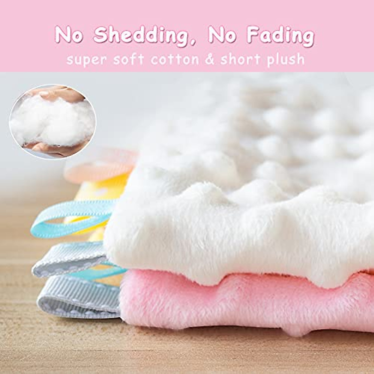 Upalupa Bunny Lovey Blanket and Minky Dot Fabric Tags Security Blanket, Pink