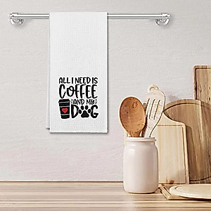 All I Need is Coffee And My Dog Kitchen Towels & Tea Towels,Dish Cloth Flour Sack Hand Towel for Farmhouse Kitchen Decor,24 X 16 Inches Cotton Dish Towels Dishcloths,Dog Lovers Gifts,Coffee Lover Gift