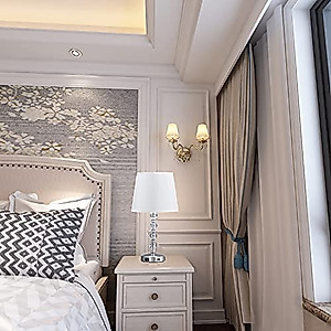 Unfusne Set of 3 Crystal Lamp with USB Port - Touch Control Table Lamp for Bedroom 3 Way Dimmable Nightstand Bedside Lamp with White Fabric Shade, Small Lamps for Living Room, Dorm, Home,Office