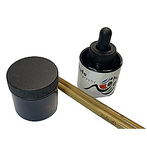 Hajj Wafaa Arabic Calligraphy set 2 Reed pens, Black Ink and plastic ink jar
