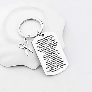 FUSTMW Hairdresser Prayer Keychain Hairstylist Gifts Scissor Charm Hairdresser Jewelry Gifts for Hair Stylist Cosmetology Graduation Gifts (SILVER)