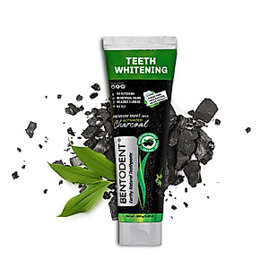 BENTODENT Teeth Whitening Bentonite Clay & Charcoal Toothpaste - Natural Teeth Whitening Charcoal Toothpaste, No SLS & Fluoride Free Toothpaste, Vegan (Activated Charcoal Mint Combo)