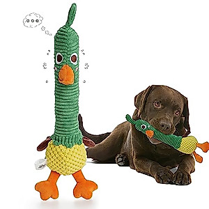 Nocciola 2 in 1 Squeaky Duck Dog Toy: Cute Stuffed Dog Chew Toys with Large Durable Rubber Squeaker for Aggressive Chewers, Large, Medium Small Dogs, Plush Crinkle Pet Puppy Supplies