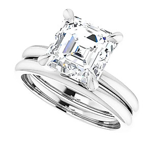 3.5 CT Asscher Cut VVS1 Colorless Moissanite Engagement Ring Set, Wedding/Bridal Ring Set, Sterling Silver Vintage Antique Anniversary Promise Ring Set Gift for Wife (4)