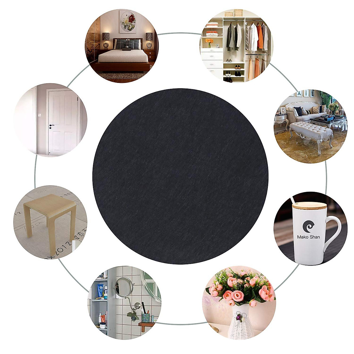 Perzodo 6 Pieces Black Adhesive Back Sheets - 8.3 by 11.8" (A4 Size) Adhesive Back Felt Sheets for Art Crafts Making, Jewelry Box and House Adorning