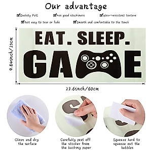 Eat Sleep Game Wall Decal Glow at Night Gamer Boy Wall Stickers Video Game Wall Decor Gaming Controller Wall Decals for Boys Room Kids Bedroom Home Playroom Decor (Lovely Style,23.6 x 10 Inch)