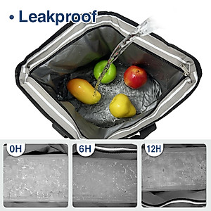 Yuzerfortalbe Large Cooler Bag Insulated 30can 18L,Leakproof Soft Coolers Insulated Tote Bag, Reusable Grocery Bag ，Lunch Box Lunch Bag for Picnic Beach Camping-Gray