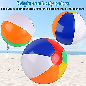 6 Packs Beach Ball, PVC Beach Balls Bulk, Classic Rainbow Mini Beach Balls, Diameter 10” Outdoor Sports Beach Balls for Pool Party Gift Decoration, Beach Toys, Pool Toys Water Games Seaside