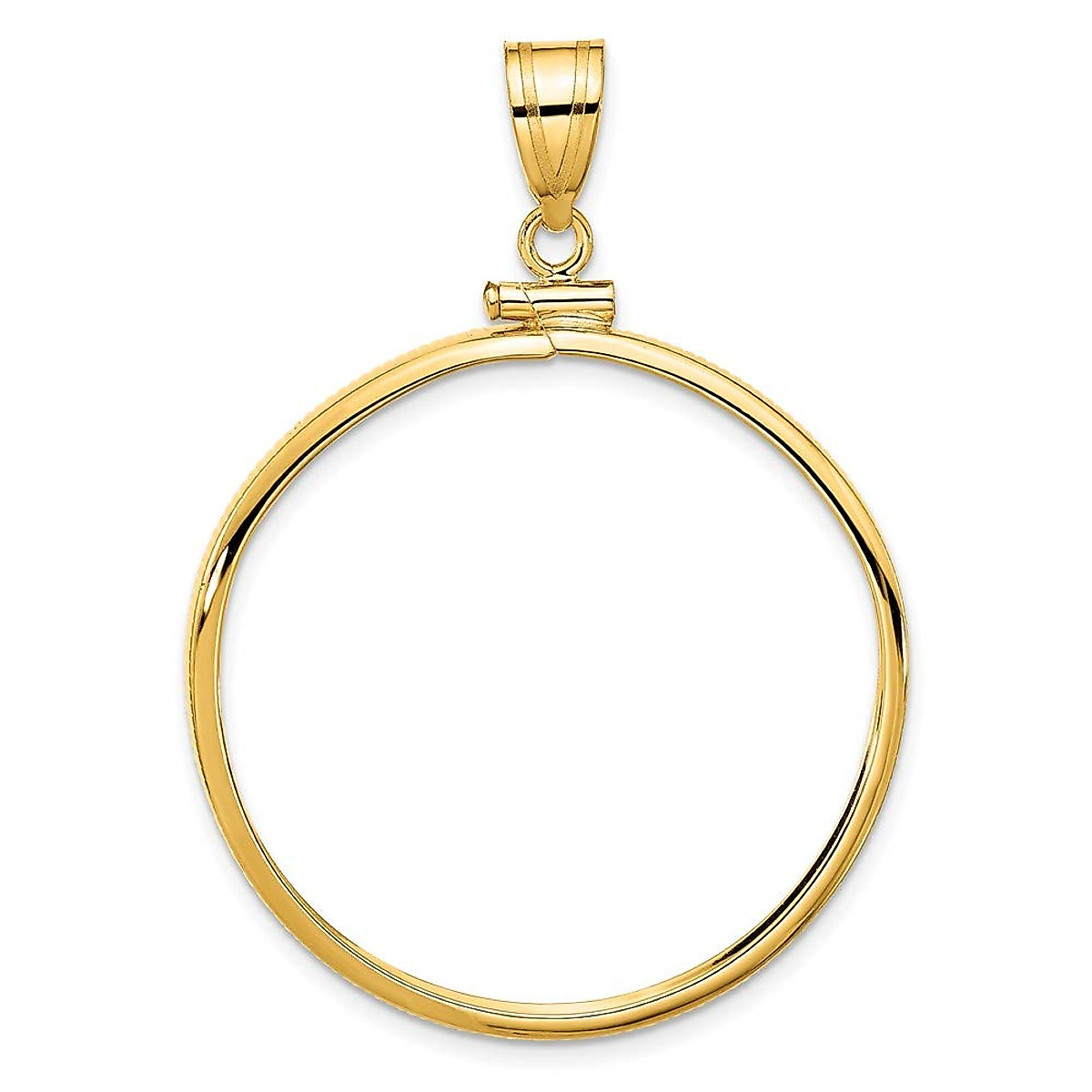 Wideband Distinguished Coin Jewelry 14k Polished 32.7mm x 3.00mm Screw Top Coin Bezel Pendant QC1885/32.7