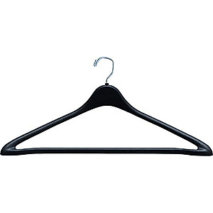 Heavy Duty Black Plastic Suit Hanger with Fixed Bar, (Box of 100) Sturdy 1/2 Inch Thick Coat Hangers with Square Topped Chrome Swivel Hook by The Great American Hanger Company