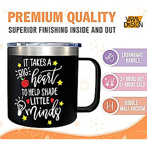 Teacher Appreciation Gifts, Teacher Mug/ Cup It Takes A Big Heart To Shape Little Minds 14 oz, Funny Teacher Gifts For Women Men, Gifts for Teachers/ Mother's Day Birthday Christmas Valentine Easter