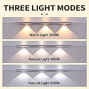 Under Cabinet Lights LED Motion Sensor Indoor, USB Rechargeable ,3 Light Modes Stepless Dimming Hill Light, 6500K Night Light for Closet Cabinet Kitchen Wardrobe (15.74in/40cm)