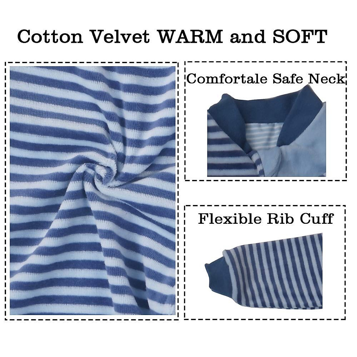 Toddler Sleeping Sack Long Sleeve 9-24M Cotton Velvet Tog 2.0 Warm12-18 Months Baby Wearable Blanket Soft Sleeping Bag with Arms 4 Seasons