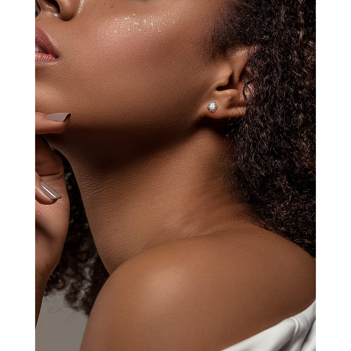 SugarTang Sterling Silver 6prong Moissanite Earrings, 1ct D Color, VVS1 Clarity, Round Cut, Hypoallergenic, Lab-Created Diamond, 18K White Gold Plated for Women