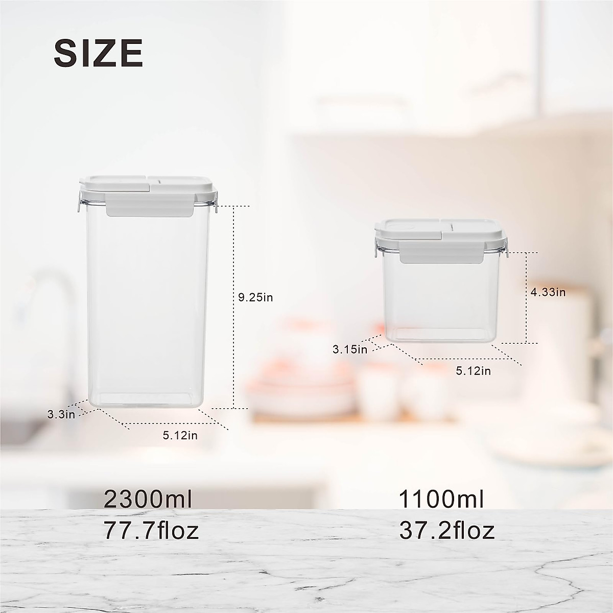 NBILIC Cereal Storage Container Set (Flip Top) BPA Free PET Plastic Material, Reusable, Pantry Organizer, Food Portion Container (Set of 4 2 Large 2 Small) Repeatable
