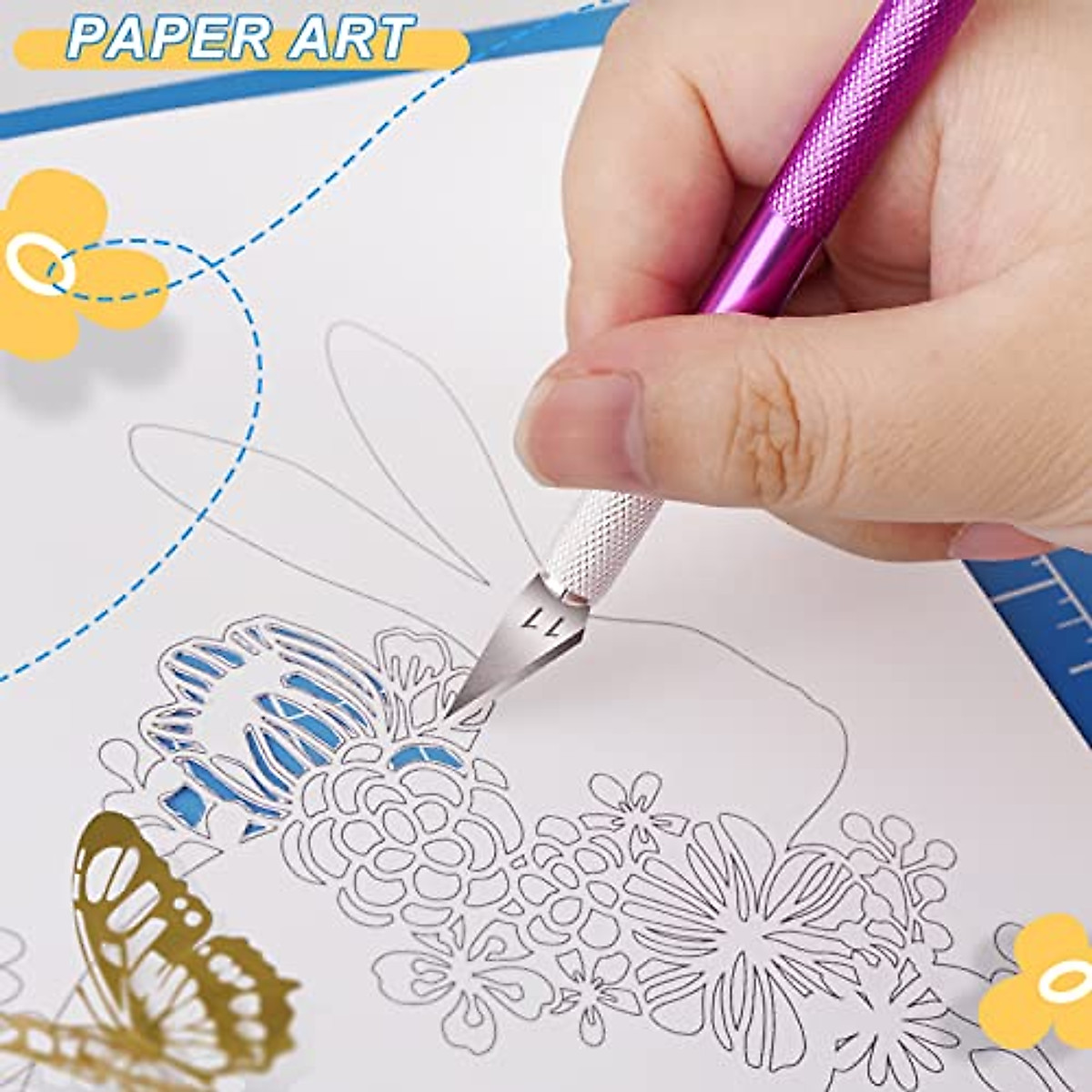 DIYSELF Exacto Knife with 9PCS Blades Refills (#11, 16, 17), Craft Knife Set, Hobby Knife for Carving, Cutting, Precision Knife for Art, Craft, Model Making (Purple)