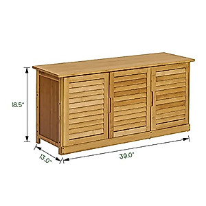 MoNiBloom 2 Tier Shoe Cabinet, Bamboo Free Standing Shoe Shelf Organizer Storage with Shutter Doors for 6-10 Pairs Home Entryway Hallway Bedroom, Natural