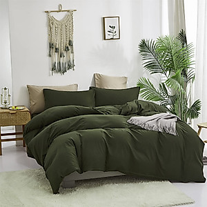 Luxlovery Army Green Comforter Set King Green Bedding Comforter Olive Blanket Quilts Minimalist Army Bedding Set Soft Breathable Blanket Quilts Comforter for King Bed