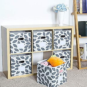 MAX Houser Fabric Storage Bins Cubes Baskets Containers with Dual Plastic Handles for Home Closet Bedroom Drawers Organizers, Flodable,Grey, Set of 6