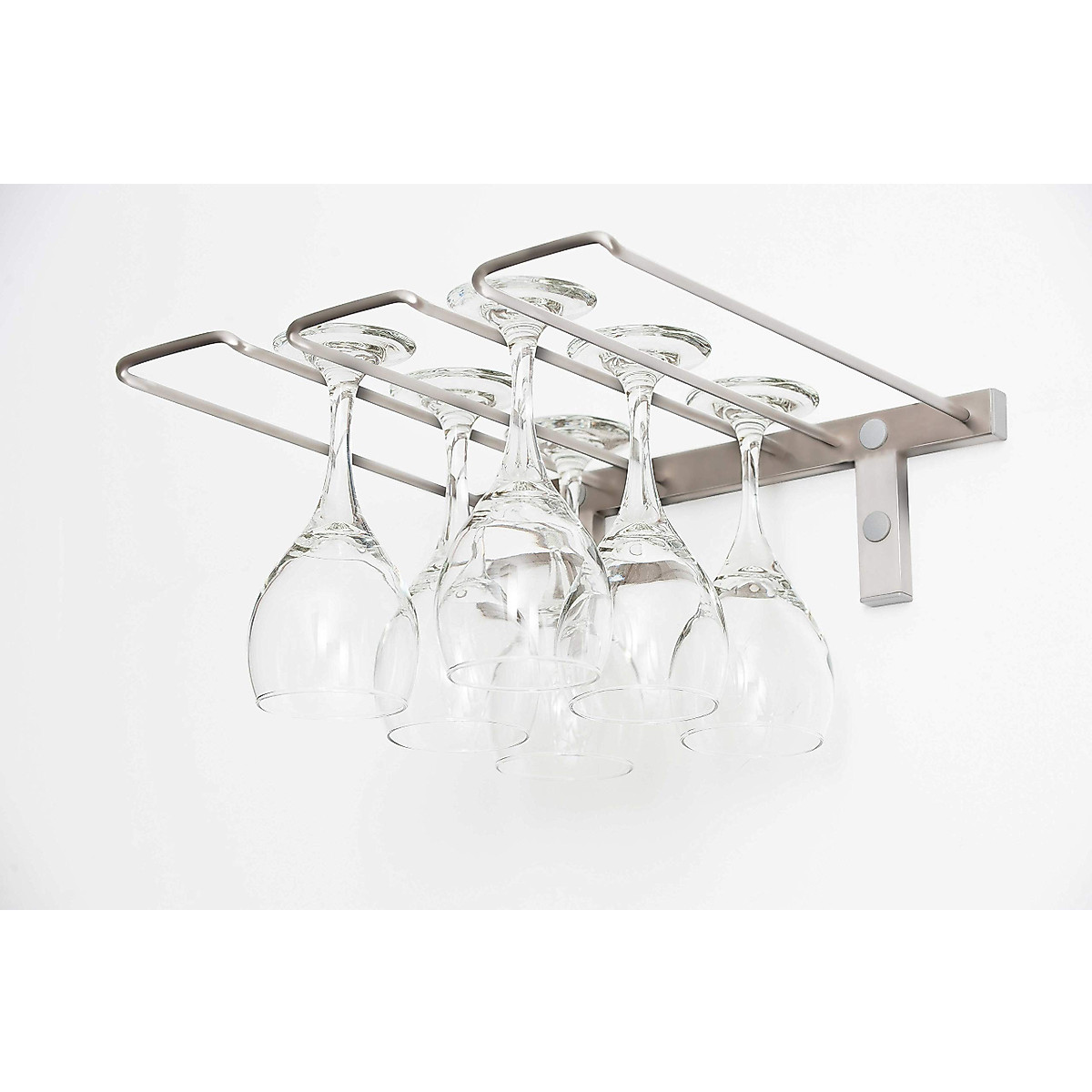 VintageView Wall Series-Stemware Wall Mounted Wine Glass Rack (Chrome Plated) Stylish Modern Wine Storage with Label Forward Design