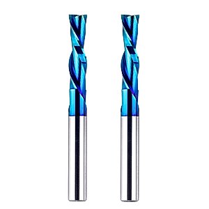 BITITZ 2Pcs Carbide Downcut Spiral CNC Router Bit 1/4" Cutting Diameter 1" Cutting Length for Dado Mortise Woodwork Tools