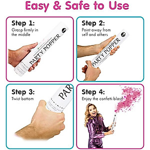 Clover Products Premium Gender Reveal Powder Cannon – 4 Pack Includes 2 Pink and 2 Blue | 12 Inch Gender Reveal Poppers | Compressed Air Powered | Make Your Announcement Unforgettable | Each Box Contains a FREE “It’s a Girl” and “It’s a Boy” Balloon.