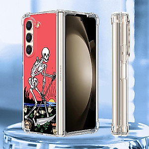 Petonist for Z Fold 5 Case Cute Skeleton Skull Pattern Gothic Goth Design Pattern Phone Cover for Boys Girls Teens Men Cool Funny Unique Fashion Soft TPU Cases for Samsung Galaxy Z Fold5 5G Axe