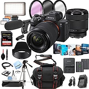 Sony a7S III Mirrorless Camera with 28-70mm Lens + LED Always on Light + 64GBGB Extreem Speed Memory, Filters, Case, Tripod + More (38PC Bundle Kit)