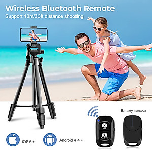 UBeesize 54'' Camera Tripod, Phone Tripod for iPhone with Bag, Travel Tripod Stand with Remote Compatible with iPhone 15/14/13/12/11， Android Phones, Cameras, DSLR and Gopro