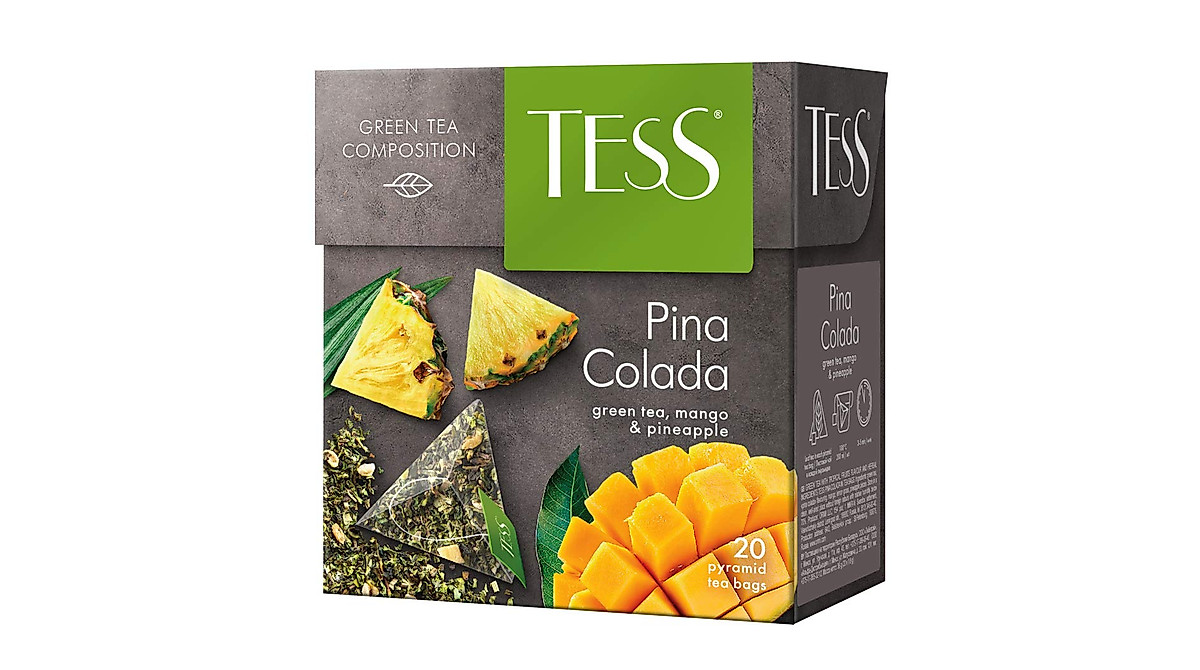 Tess Pina Colada Green Tea - Tropical Flavor in Pyramid Bags