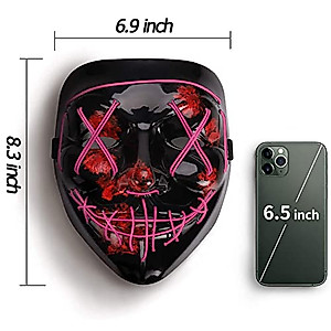 LED Halloween Mask, Halloween Mask LED Scary Mask for Halloween Costume Masquerade Parties, Carnival, Gifts Purge Mask (Purple)