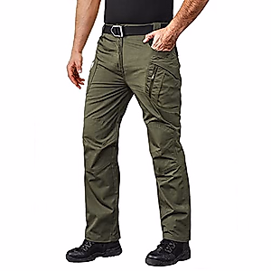 MAGCOMSEN Work Pants Men Lightweight Hiking Pants Mens Waterproof Pants Cargo Pants Tactical Pants for Men Fishing Pants Rain Pants Camping Pants Army Green