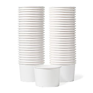 MATICAN Paper Ice Cream Cups - 50-Count 9-Oz Disposable Dessert Bowls for Hot or Cold Food, 9-Ounce Party Supplies Treat Cups for Sundae, Frozen Yogurt, Soup, White