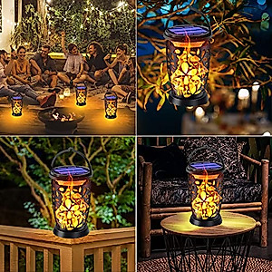 Ambaret Solar Lantern Dancing Outdoor Lights Garden Hanging Lantern, Flame Decorative Lighting ,Solar Powered Waterproof Flame Candle Mission Lights for Table,Outdoor, Party, Patio,Trees, 1 Pack