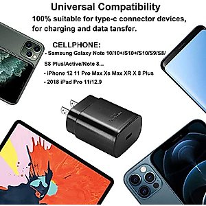 Samsung USB C Super Fast Charger 25W PD Type C Wall Plug Adapter Block Compatible with Samsung Galaxy S21 S20 Ultra 5G Note10 20 Plus, iPhone 12 Mini Pro Max 11 XS XR X 8 Plus and More(3 Pack)