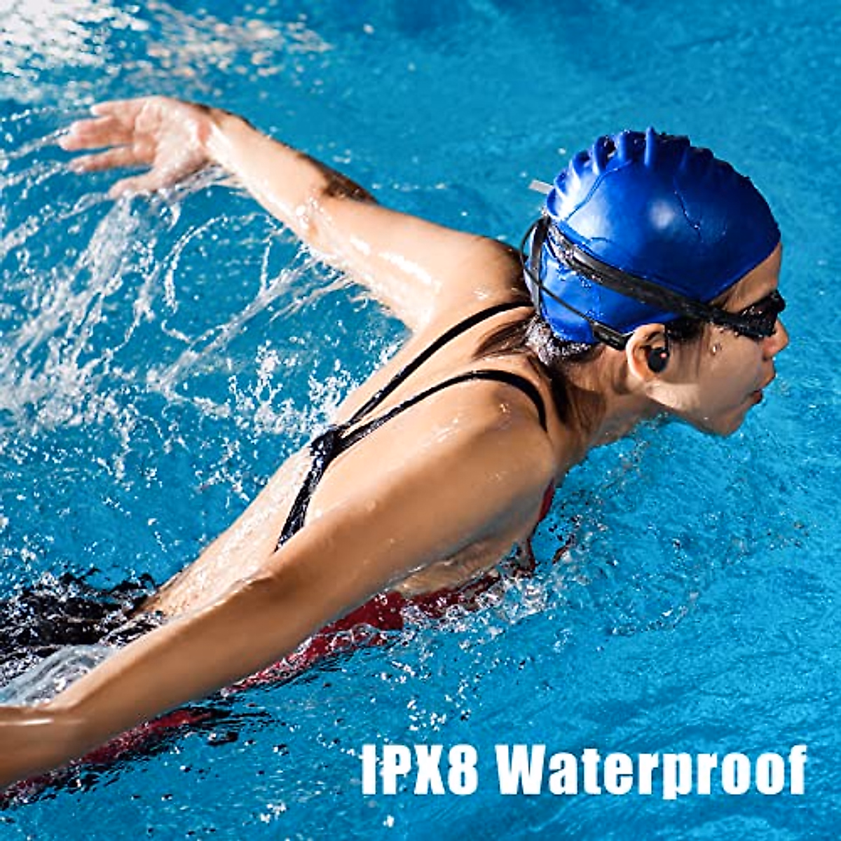 Ortizan Bone Conduction Headphones with LED Display, Open Ear Headphones Bluetooth 5.3 Sports Wireless Earphones with Built-in Mic IPX8 Waterproof for Swimming,Running, Cycling, Hiking(I6,Black)