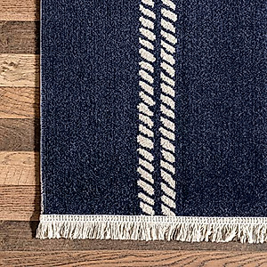 nuLOOM Ida Coastal Ropes Indoor/Outdoor Fringe Area Rug, 8' x 10', Blue