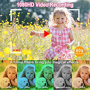 PROGRACE Kids Camera Girls Gift - Camera for Kids Dual Selfie Children Camera Age 3 4 5 6 7 8 9 Year Old Kids Digital Camera Toys for Kids Birthday Gift for Girls Kids Video Camera Pink