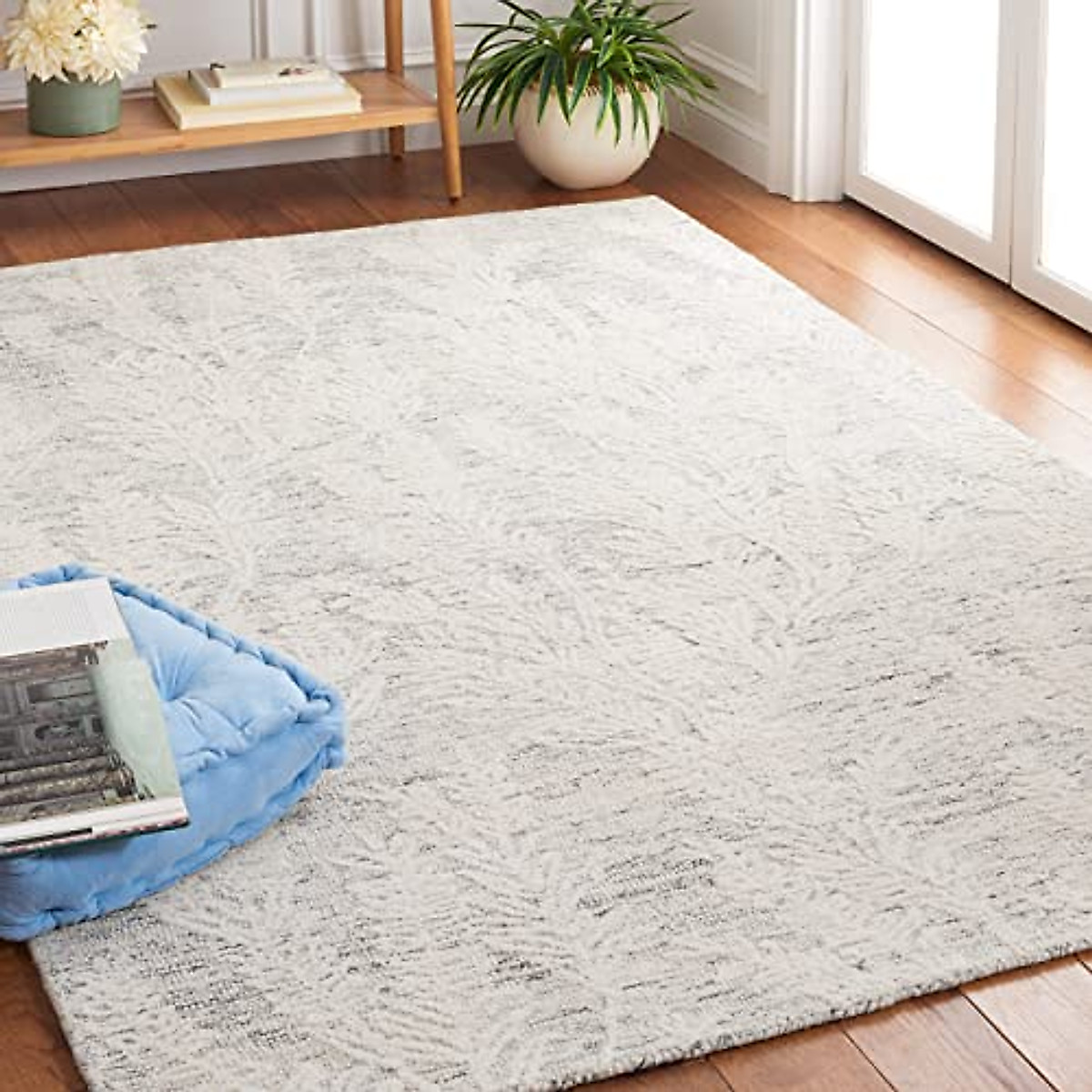SAFAVIEH Metro Collection Area Rug - 8' x 10', Grey & Ivory, Handmade Wool, Ideal for High Traffic Areas in Living Room, Bedroom (MET877F)