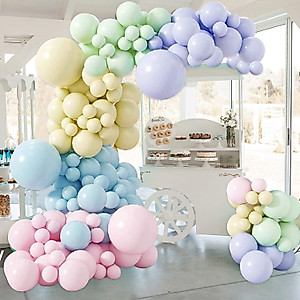 Pastel Rainbow Balloon Garland Arch Kit, Rainbow Colorful Pastel Macaron Balloons Garland Birthday Party Decorations for Birthday,Baby